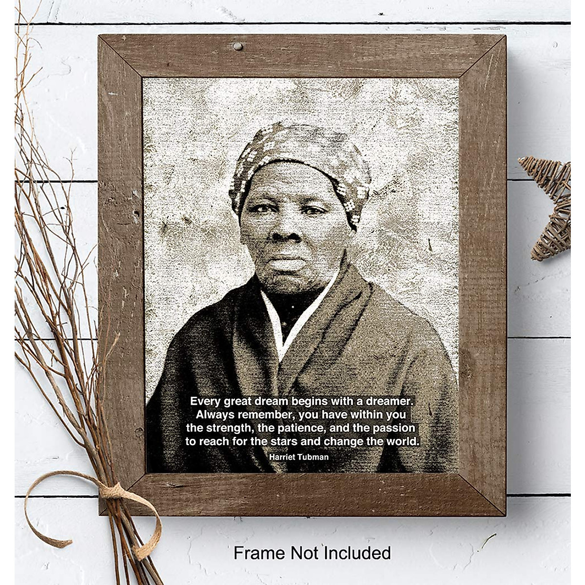 Black African American Civil Rights Wall Art Print - Harriet Tubman Motivational Quote Home Decor or Office Decoration - Inspirational Gift for Entrepreneur, Classroom, Teacher - 8x10 Photo Poster