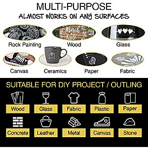 White Paint Pen for Art - 8Pack Acrylic White Paint Marker for Rock Painting, Stone, Wood, Canvas, Glass, Metal, Metallic, Ceramic, Tire, Graffiti, Paper, Drawing, Highlight Water-Based Paint Sets