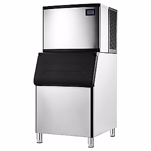Commercial Ice Maker Machine 350LBS/24H, 310LBS Large Storage Bin, 14x13 Ice Cube, Stainless Steel, for Restaurant/Bar/Business…