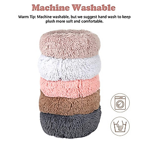 otoez Kitten Puppy Bed Extra Small XS Round Dog Cat Beds Anti Anxiety Plush Pet Calming Donut Bed with Non-Slip Waterproof Bottom, Washable (15.7", Pink)