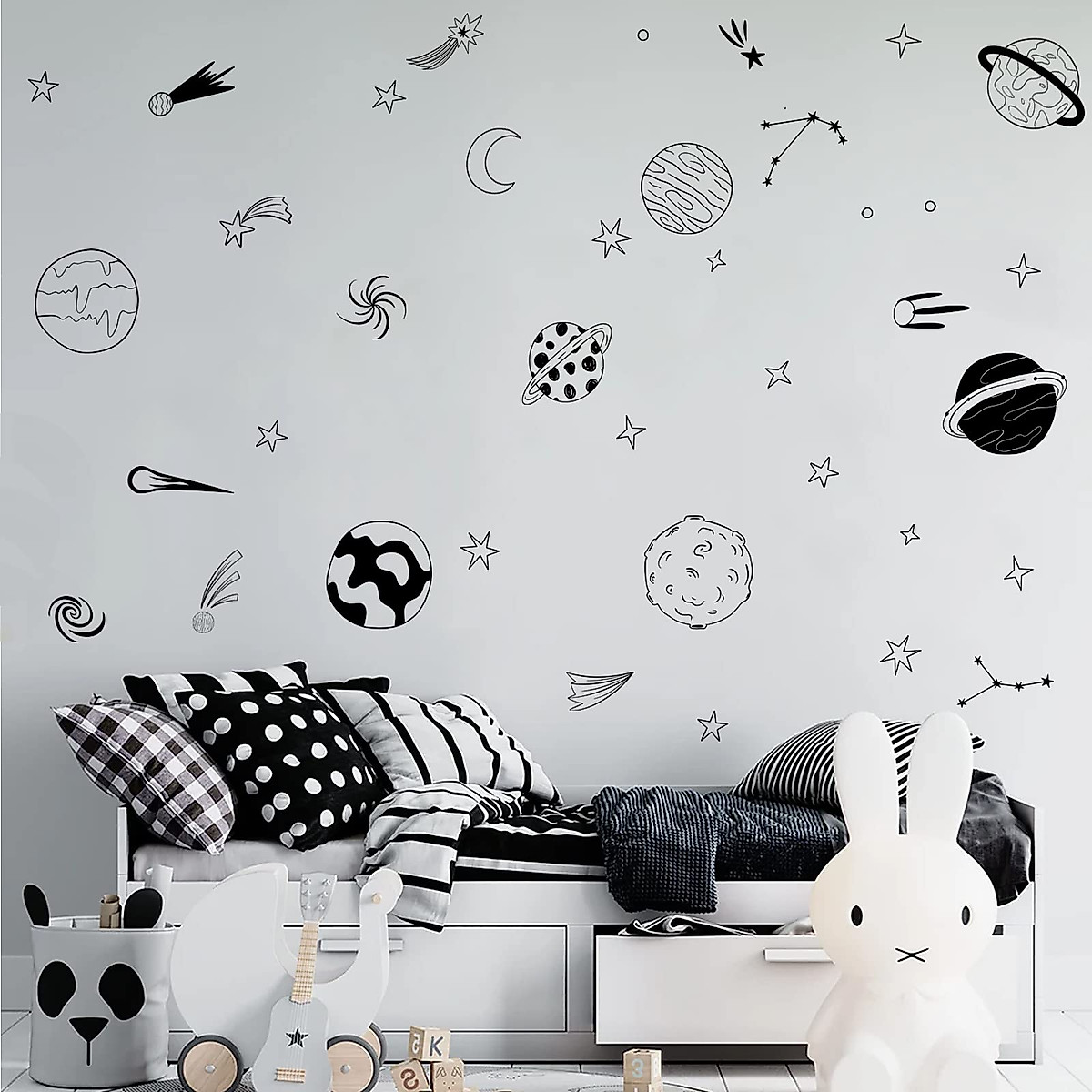 Outer Space Wall Decals Peel and Stick for Kids Girls, Vinyl Outer Space Planet Wall Stickers, Outer Space Wall Stickers for Boys Bedroom Nursery Kids Room