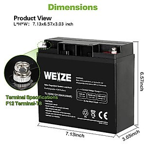 WEIZE 12V 20AH Lead Acid Battery Replace UB12200 FM12200 6fm20 EXP12200 12V 20AH 22AH Batteries