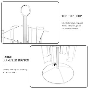 Tongmo Rotating Greeting Card Stand - Enhance Your Display with a 12-Pocket Rotating Countertop Solution for Postcards, Brochures, and Greeting Cards (7”H - 12 Pockets) (White)