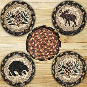 Earth Rugs 29-CB043W Coaster Set, 5", Black