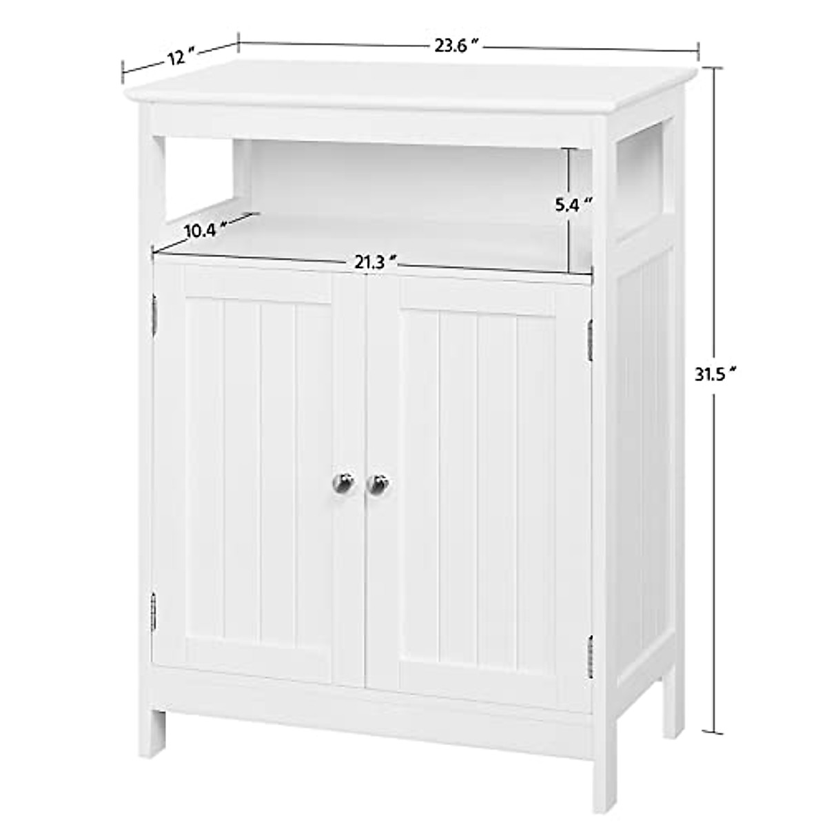 Yaheetech Bathroom Floor Storage Cabinet, Wooden Free Standing Storage Organizer with 2 Doors & Adjustable Shelves, for Living Room Hallway, White