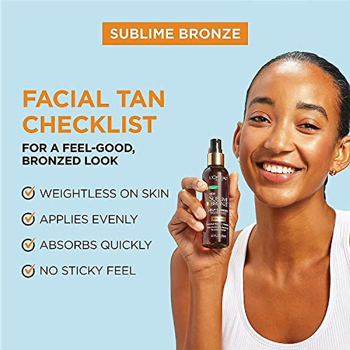 L'Oreal Paris Sublime Bronze Self Tanning Facial Mist, Water-Based Formula, Coconut Water & Vitamin E, 3 fl. Oz