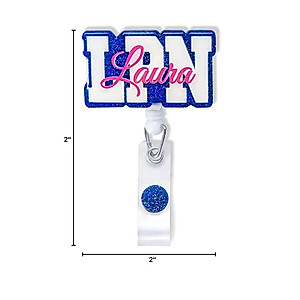 Custom Retractable Cute Name PA LAB LPN TECH MD RMA BSN EMT CNA LVN RN ID Badge Reels Holder for Nurse Coworkers Employee Hospital Doctor