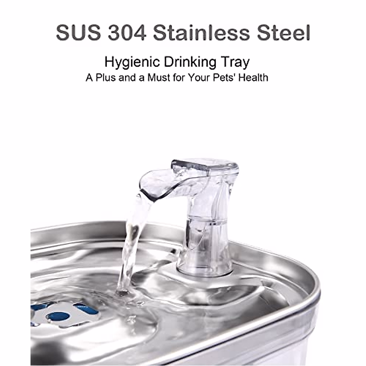 PETCADO Cat Water Fountain with Stainless Steel Lid, 67oz/2L Ultra-Quiet Cat Fountain with LED Light, Activated Carbon Filter, BPA-Free Automatic Pet Water Dispenser for Cats and Small Dogs