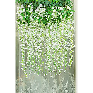 TINGE TIME Wisteria Artificial Flowers Garland, 12Pcs Artificial Wisteria Vine Silk Hanging Flower for Home Garden Outdoor Ceremony Wedding Arch Floral Decor