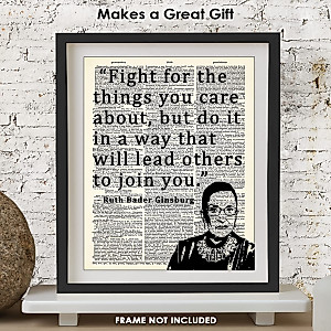 Inspirational Ruth Bader Ginsburg Wall Art - Set of 3, White, 8x10 RBG Poster, RBG Wall Art & Motivational Wall Art, Positive Affirmations Wall Decor for Bedroom & Office Decor for Men & Women
