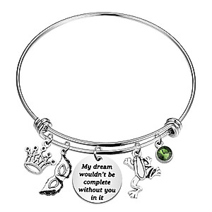 BAUNA Fairytale Frog Inspired Bracelet Princess Tiana Quote Jewelry for Fans My Dream Wouldn’t Be Complete Without You In It (Frog Inspired Bracelet)