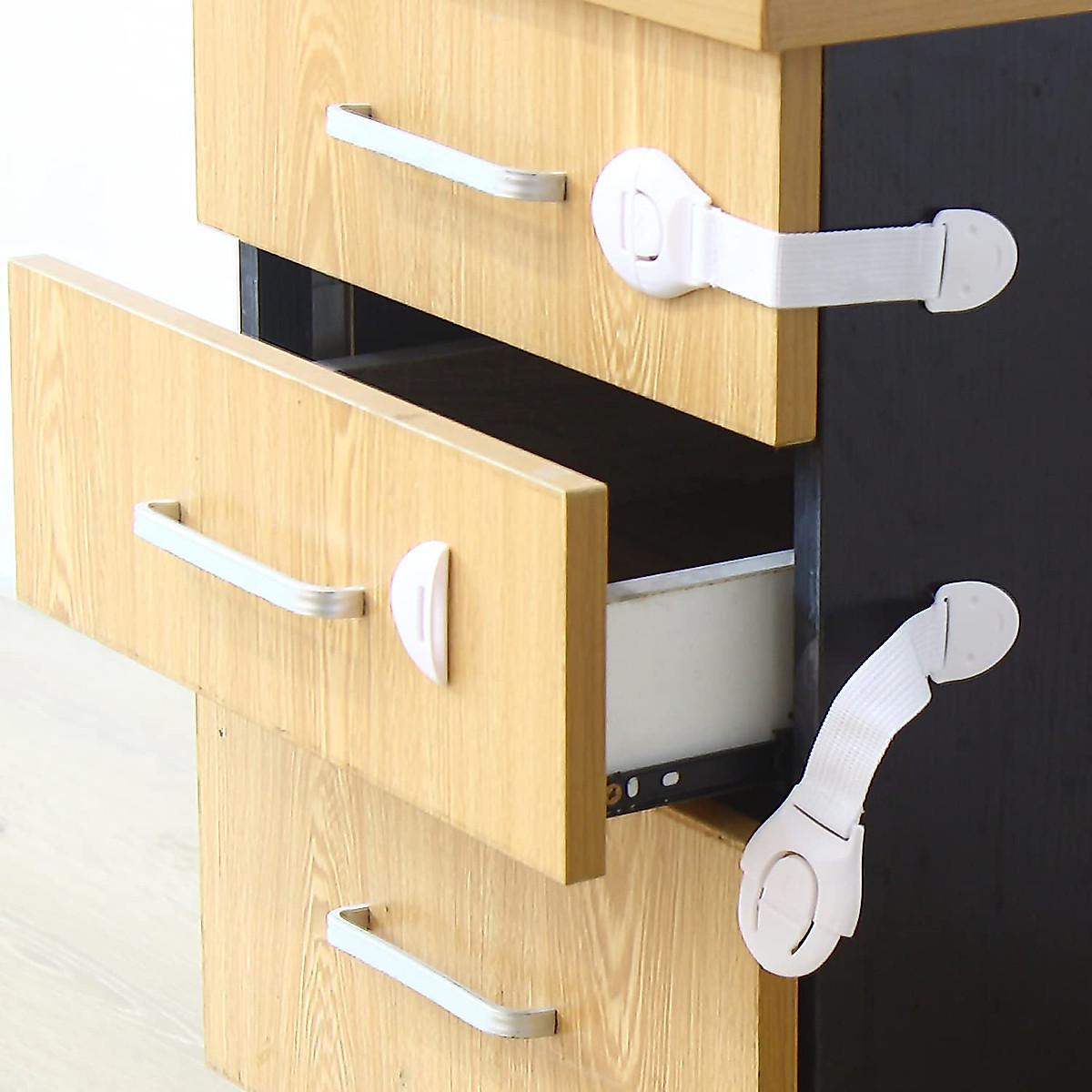 CCINEE 15pcs Child Safety Cabinet Locks, Baby Proofing Cabinet Locks for Cabinets Refrigerator Door Toilet lid and Drawers Door Latches 3M Adhesive No Tools or Drilling