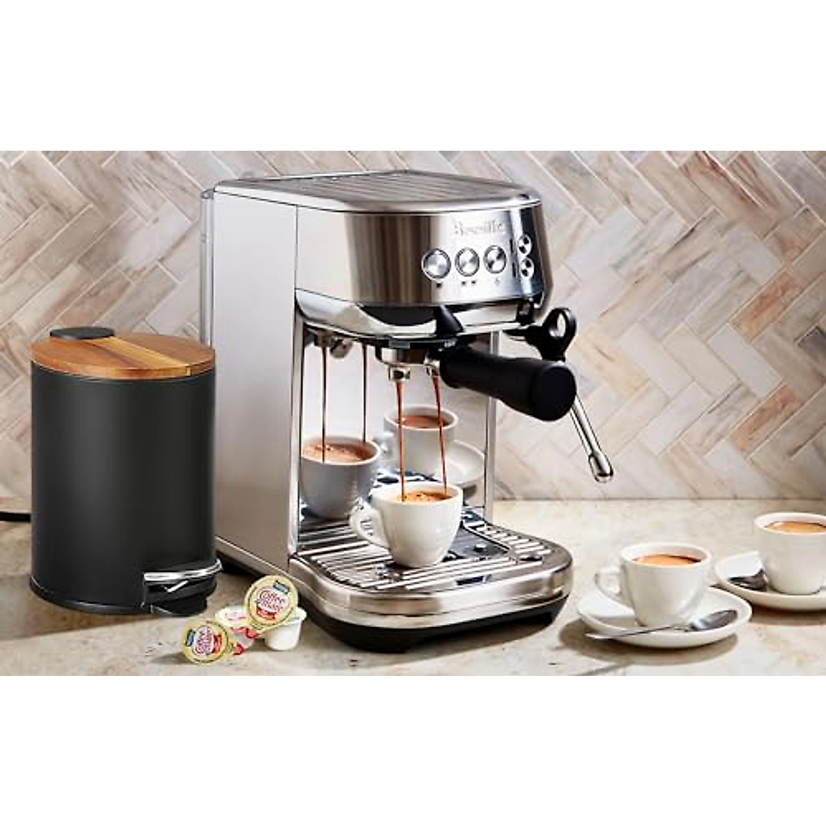 SunnyPoint Extra Small Trash Can (3 Liter /0.8Gallon) with Plastic Inner Bucket; Bathroom, Office,Kitchen and Bedroom Step On and Slow Close (BLK); Inner Bucket Size: 6.1" D X 7.2" H