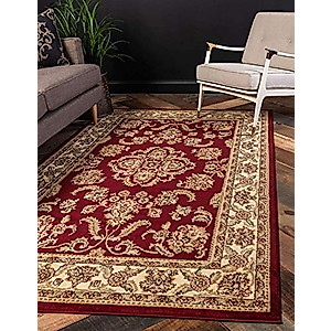Unique Loom Voyage Collection Traditional Oriental Classic Intricate Design Area Rug (3' 3 x 5' 3 Rectangular, Red/Tan)