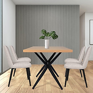 LUCKYERMORE 48 X 30 Inch Dining Table for 4-6 Persons, Wood Kitchen Table with 1.5" Thickness Tabletop and Solid Metal Legs, Rectangular Modern Coffee Table for Dining Room, Living Room, Cafe, Bar