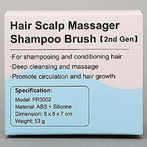 FREATECH Scalp Massager Hair Growth, Scalp Scrubber with Soft Silicone Bristles for Dandruff and Hair Care, Shampoo Brush Hair Massager Scalp Exfoliator for Wet & Dry, Long Curly Thick Hair, Black