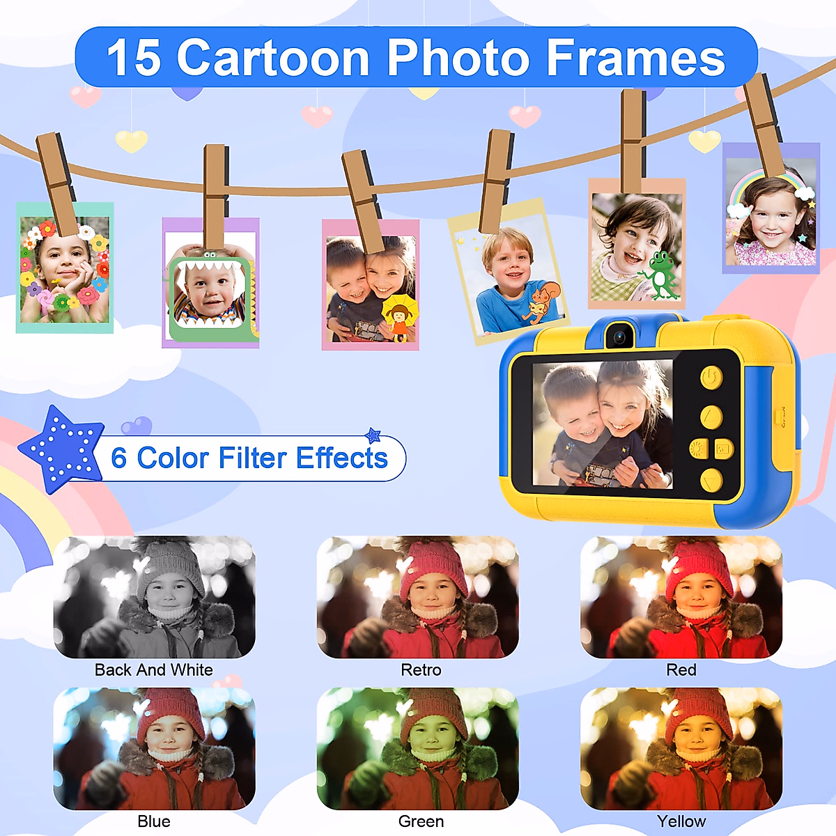 Kids Camera, Upgrade 1080P HD Camera for Kids with 32GB Card, 40MP Kids Digital Camera for Boys Girls Age 3-12, Perfect Christmas Birthday Festival Gifts for Toddler