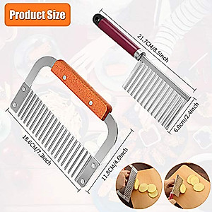 2 Pieces Crinkle Cutters for Vegetable Potatoes Fries Stainless Steel Wavy Slicers Kitchen Crinkle Cutter Knife Chipper Salad Chopping Cucumber Carrot Fruit