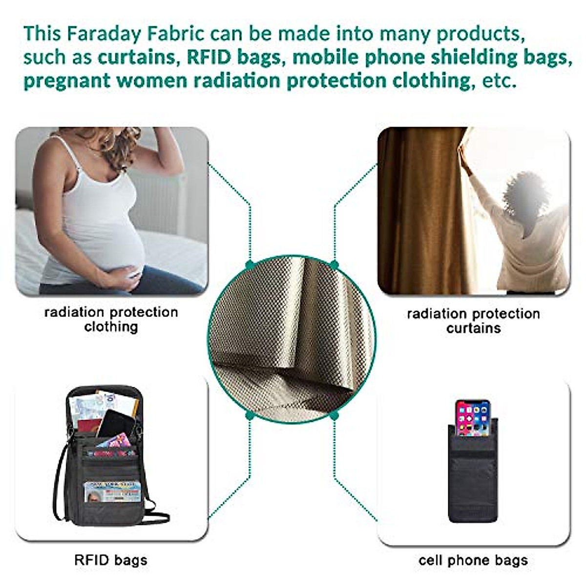 Faraday Fabric NEWBEAU Emf Fabric Protection, Conductive Shielding Fabric for (WiFi, Bluetooth, Signal) 3 Yards, (3 Yards, 43'' 108'')
