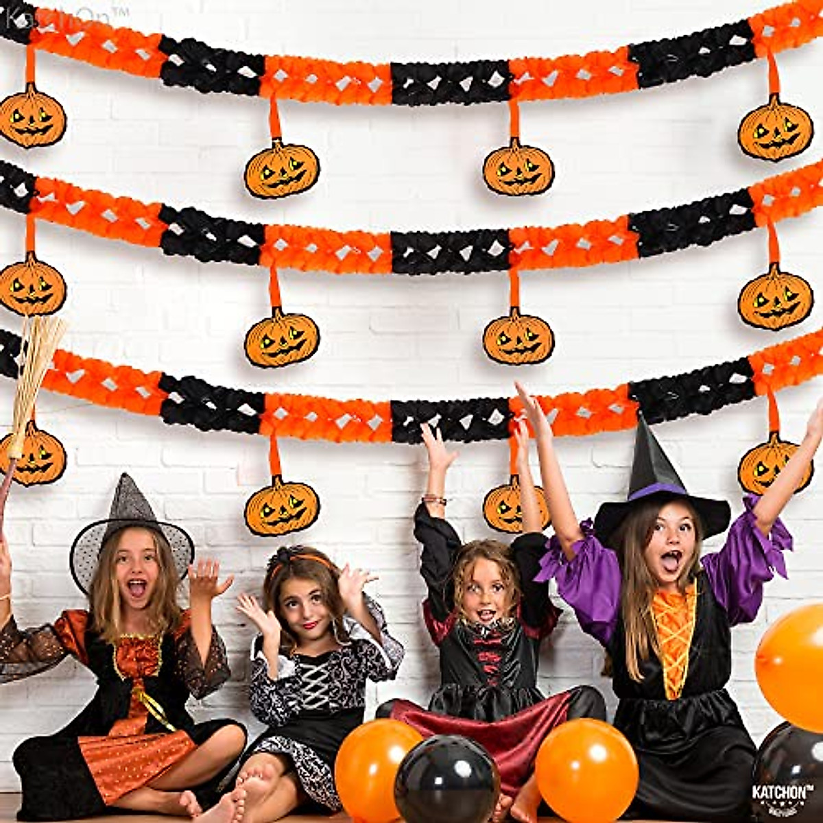 Halloween Pumpkin Garland - 10 Feet, 2 Pieces | Halloween Banner for Mantle | Halloween Garland, Halloween Birthday Party Decorations | I Smell Kids Halloween Decorations | Halloween Party Decorations