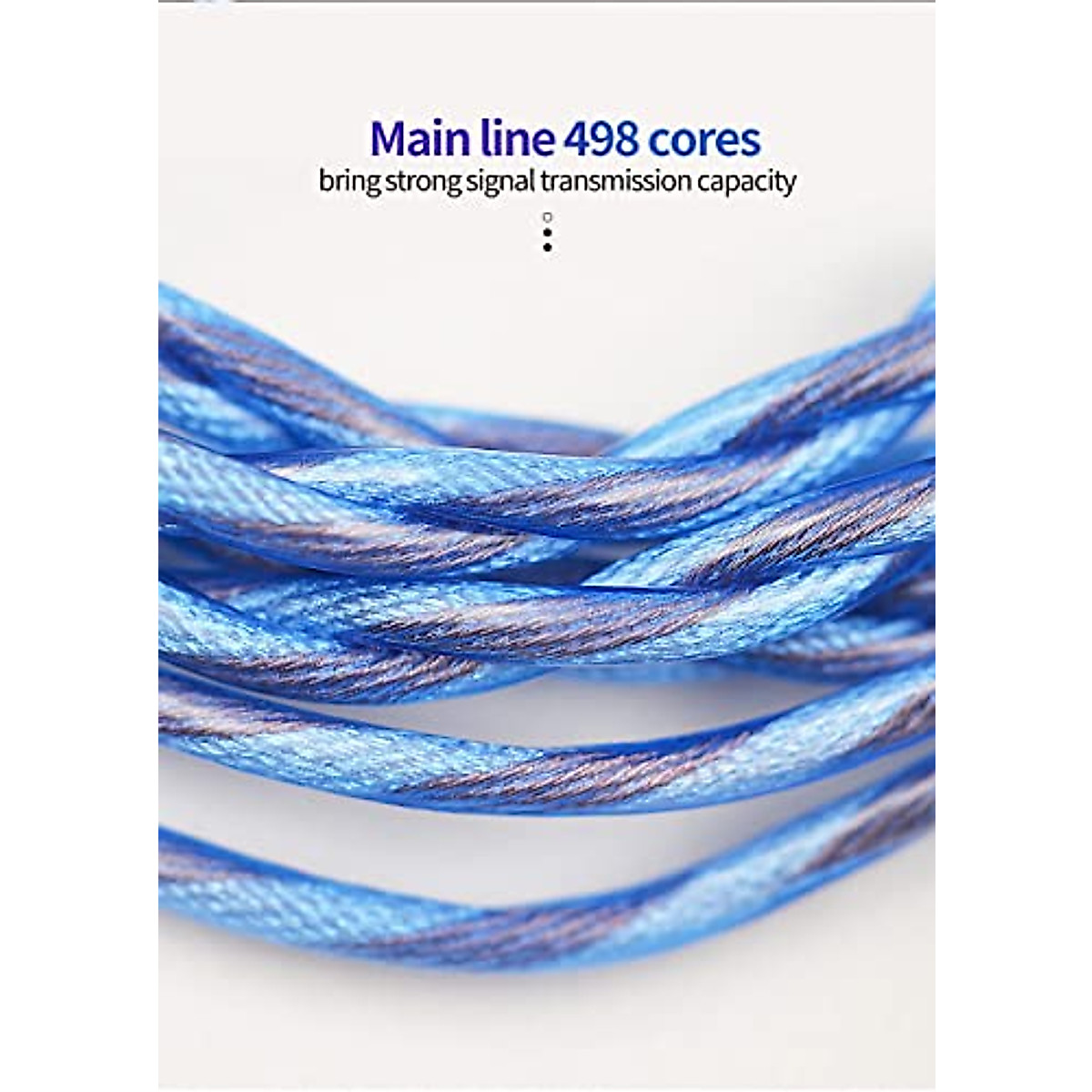 KZ Headphone/Earbuds/in-Ear Earphone Upgrade Cable,Upgrade 498-core Single Crystal Copper Silver-Plated Cable 0.75MM 2pin Gold-Plated pin 3.5mm Audio Plug (C Pin Translucent Blue)