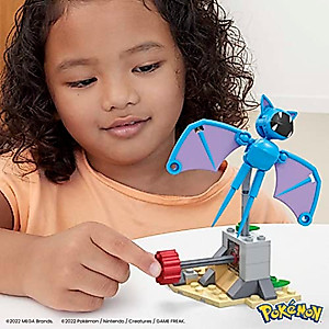 Mega Pokémon Building Toys Set, Zubat’s Midnight Flight with 61 Pieces, 1 Poseable Character, 5 Inches Tall, for Kids