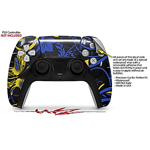 WraptorSkinz Skin Wrap compatible with Sony PS5 DualSense Controller Twisted Garden Blue and Yellow (CONTROLLER NOT INCLUDED)