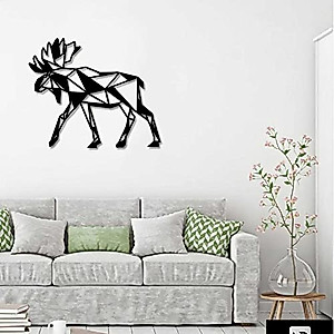 Geometric Deer Metal Wall Art, Metal Wall Sculptures, Metal Hanging Artwork Signs, 3D Wall Silhouette Metal Wall Decor, for Home Office Decoration Sculpture