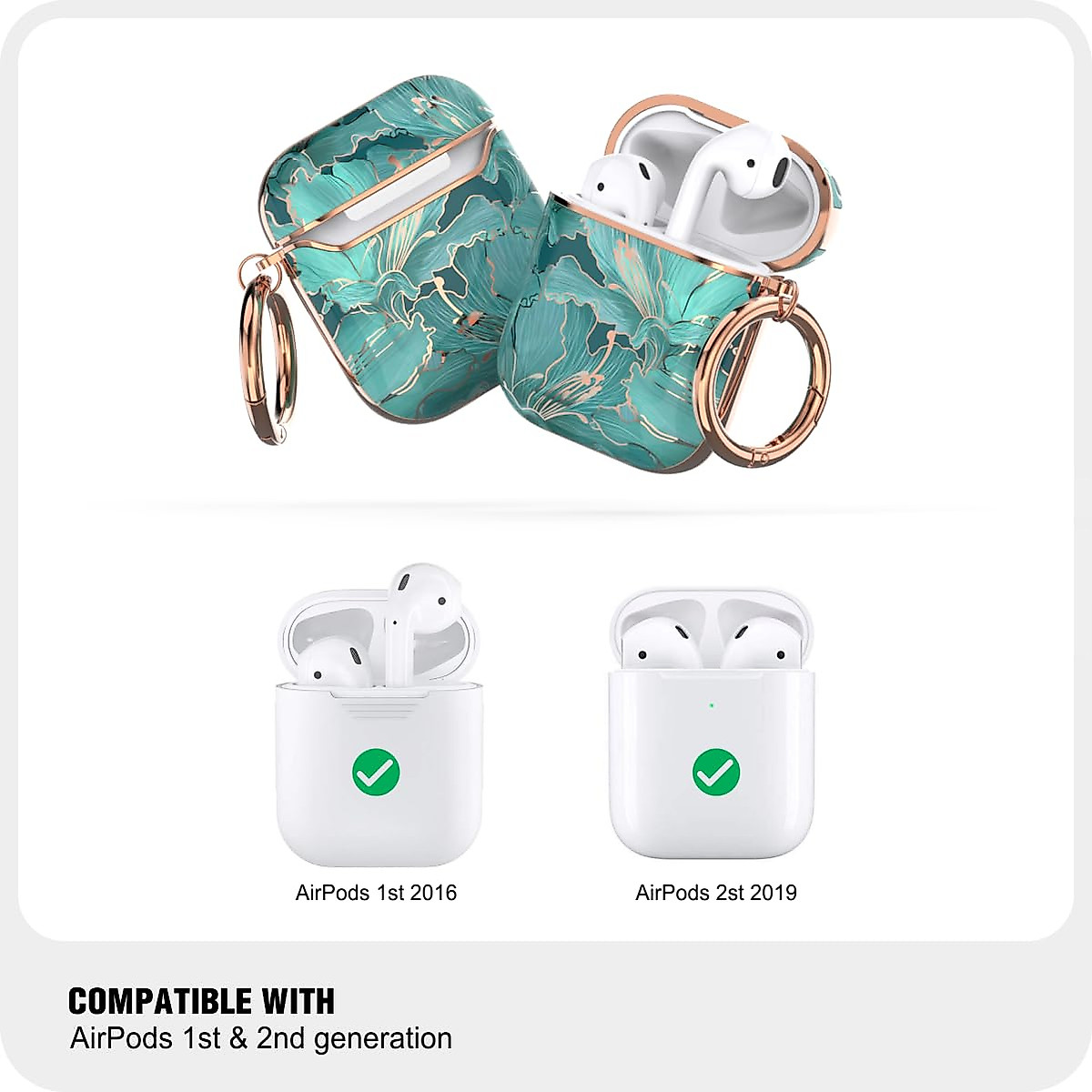 wenew for AirPod Case AirPods 1st & 2nd Generation Hard Case Cover with Keychain for Women Men (Lily)