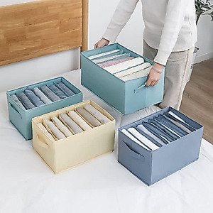 Clothing & Drawer Organizer Bins, Pack of 2 Premium Quality 9-Grid Fabric Storage Containers with Handles, Sea Green & Navy Sea Green Dark blue