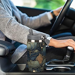YTLKGFP 30 Oz Large Capacity Car Cup Intricate Flowers Tumbler with Handle Straw Lid Insulated Stainless Steel Water Bottle Travel Mug Leak-proof Car Cup Keeps Cold Or Hot