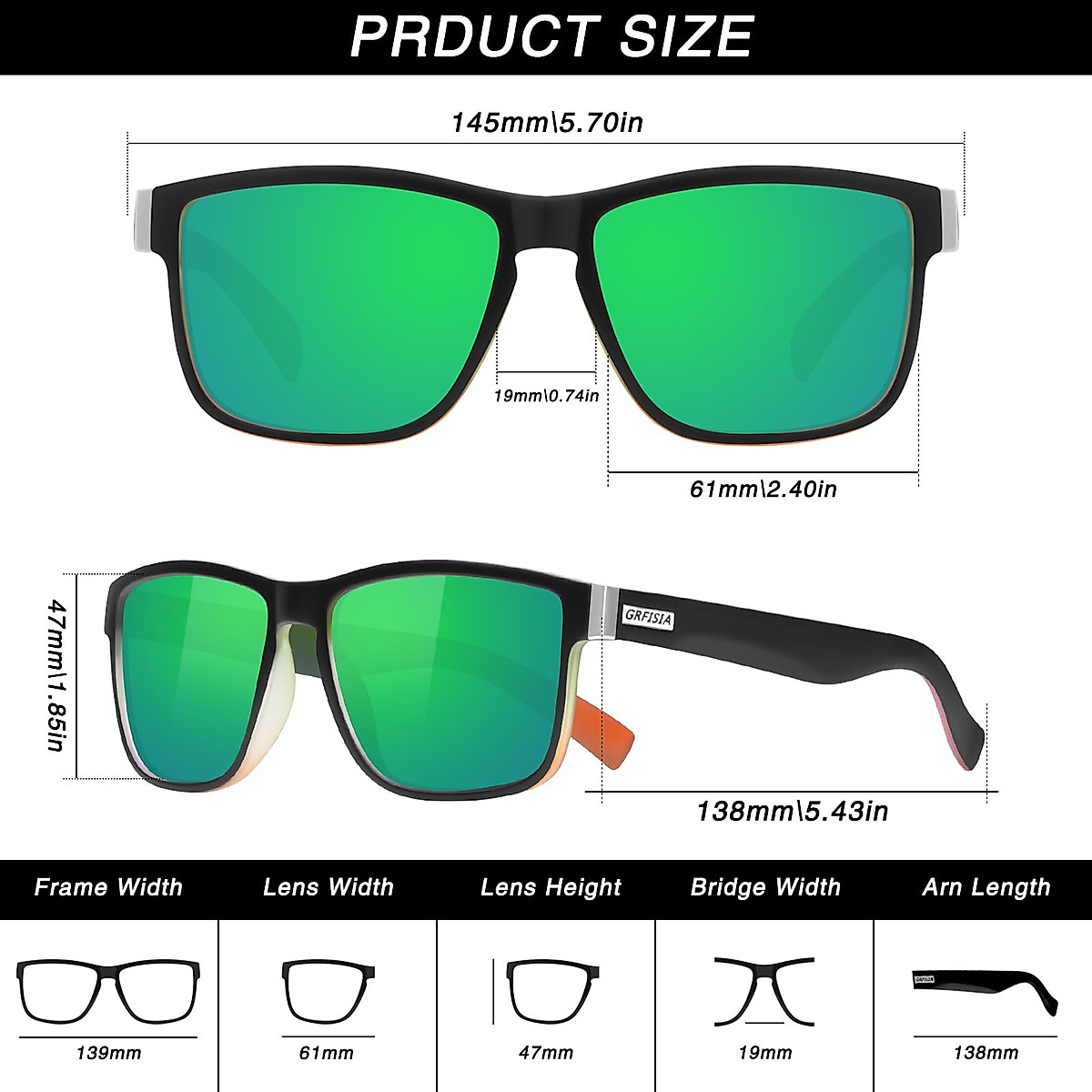 GRFISIA Vintage Polarized Sunglasses for Men and Women Driving Sun glasses 100% UV Protection