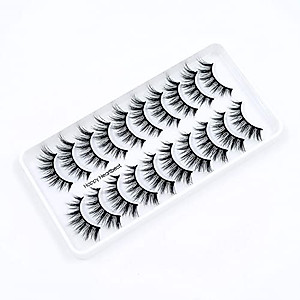 Happy Heartbeat 3D False Eyelashes Spiky Manga Wispy Natural Cat-Eye Fluffy Soft Faux Mink lashes Reusable Short Lashes 10 Pairs(H2)