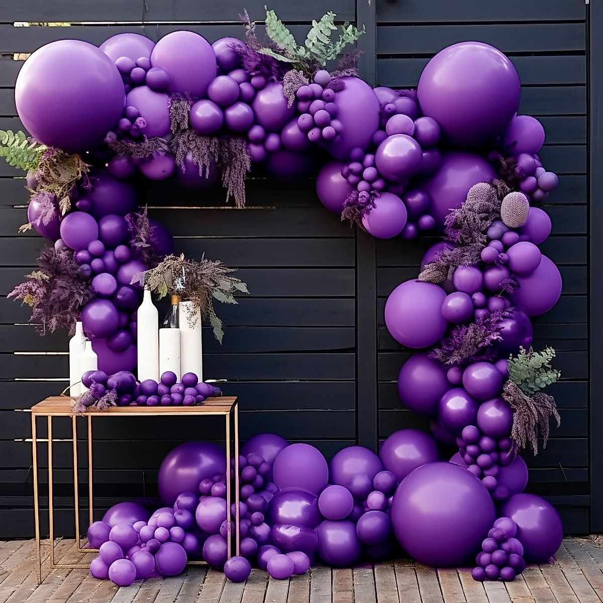 Purple Green Balloons Garland Double Stuffed Dark Green Purple Balloons Different Sizes Latex Purple Green Balloon Deep Purple Balloon Arch Kit for Birthday Baby Shower Christmas Wedding Party Decorat