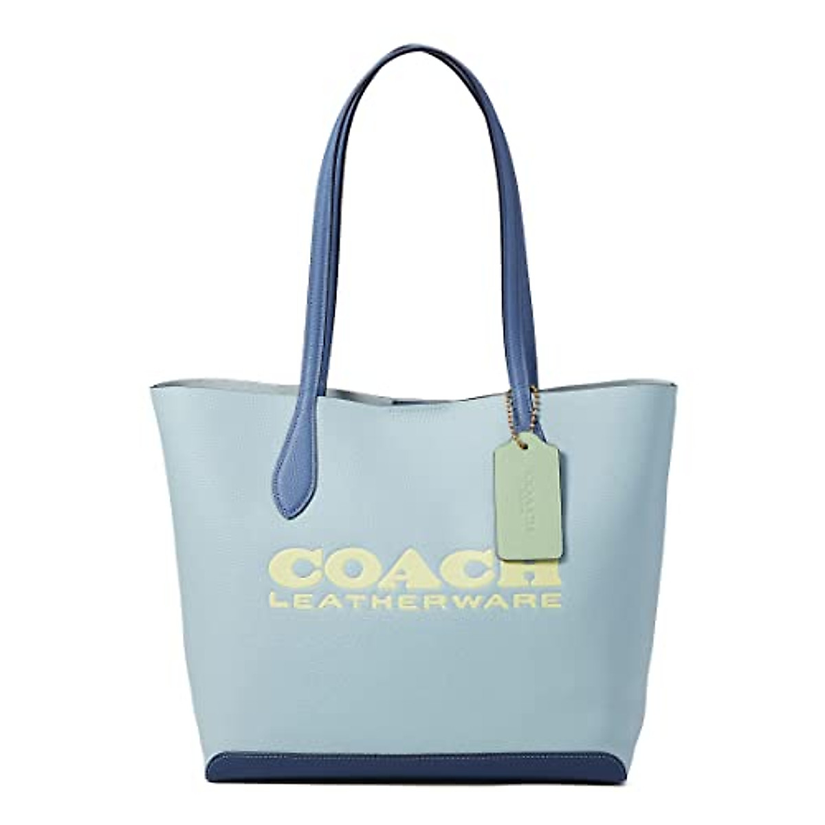 COACH Color-Block Leather Kia Tote Aqua/Multi One Size