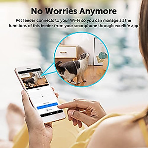 Automatic Cat Feeder, eco4life 6L WiFi Pet Food Dispenser, Timed Cat Feeder with Camera, APP Control, Scheduled Feedings and Portioned Meal, Compatible with Alexa, Google Assistant and Siri