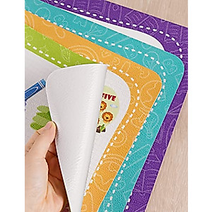NiBaby Kids' Non Slip Educational Placemats Set of 4 Washable, Children's Interactive Placemats Foldable, Toddler Placemats for Learning Alphabet, Numbers, Shapes, Colors- Durable Reusable PU Leather