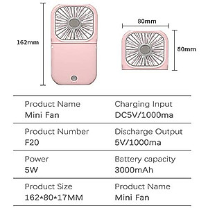 Allxin Portable Neck Fan Mini Quiet Handheld Personal Foldable USB Rechargeable Fan Operated for Home Office Outdoor Travel, 3000mAh Power Bank Hands Free Necklace Fans (Black)