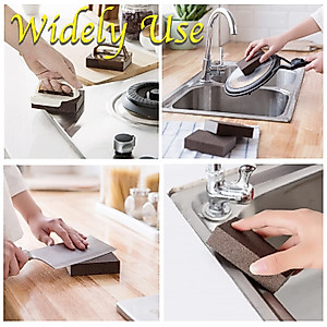 ApTimcity Nano Carborundum Sponge,4/8pc Emery Sponge Kitchen Pot Brush with Handle,Magic Eraser Scrub Kitchen Removal Sponge for Quickly Clean,Wet Dry Sanding Sponges