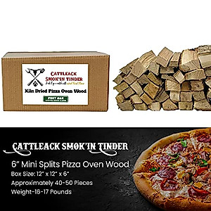Cattleack Smok'in Tinder Oak Kiln Dried Pizza Oven Wood, 6" Length Mini Splits for Portable Wood Fired Pizza Ovens, Approximately 15 lb, Firewood Kindling, Fire Starter, Fireplace, Campfires, BBQ