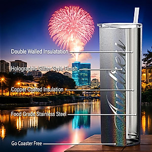 Personalized Skinny 20 oz with Lid Spectrum Gleam Customized Laser Engraved Cup Gift Stainless Steel Vacuum Insulated Mug