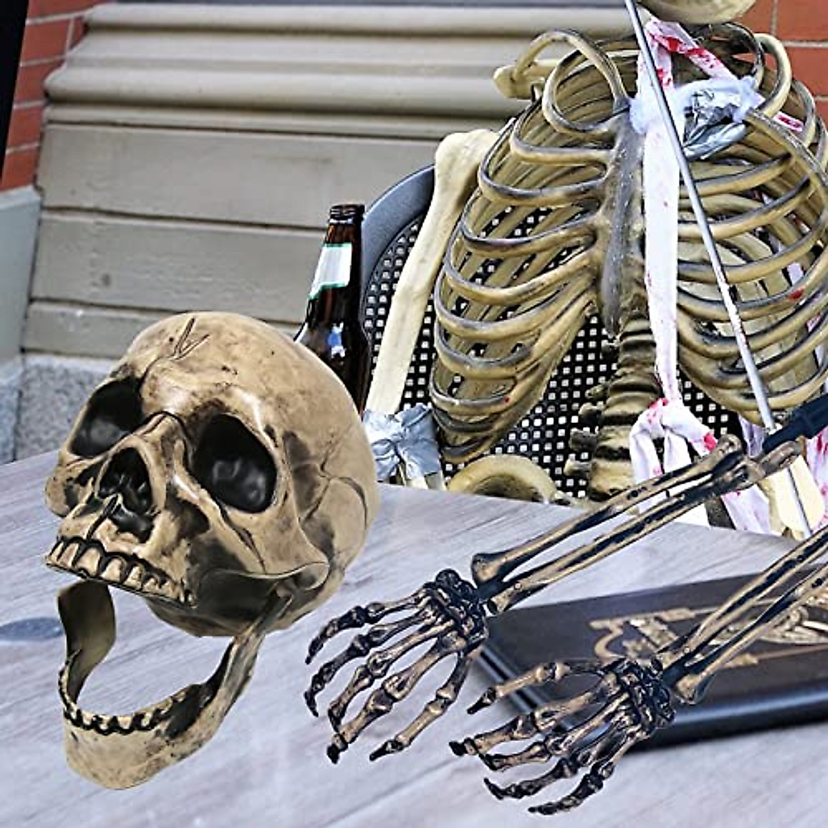 Sunnyglade Realistic Skeleton Stakes Halloween Decoration Scary Ground Breaker Skull and Skeleton for Outdoor Yard Lawn Stake Garden Graveyard Decoration