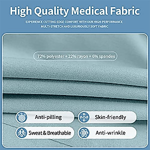 VIAOLI Scrubs for Women Set Stretchy V-Neck Scrubs Top and Jogger Pants with Drawstring 8 Pocket Womens Scrubs (Light Blue,S,Small)