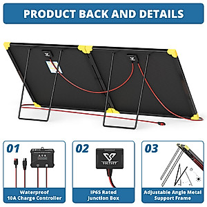 Voltset Foldable Solar Panel 100w 12 Volt Solar Panel Kit with MPPT Controller Folding Portabel Monocrystalline Solar Panel with Carry Bag for Camping, RV, Boat, Power Bank