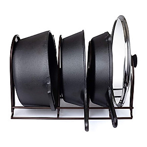 Cuisinel Heavy Duty Pan Organizer - Extra Large 5 Tier Rack - Holds Cast Iron Skillets, Dutch Oven, Griddles - Durable Construction - Space Saving Kitchen Storage - No Assembly Required - Bronze 15"