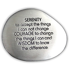 Cathedral Art Serenity Prayer Soothing Stone - Engraved Rock with Inspirational Words, Mindfulness and Meditation Stones for Stress, Worry, and Anxiety, 1-1/2-Inch, Silver