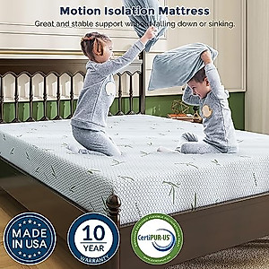 IULULU Queen Size Mattress, 8 Inch Queen Mattress in a Box, Gel Memory Foam Bamboo Cover Mattress Green Tea Cooling Medium Firm Bed Mattress for Pain Relief, CertiPUR-US Certified,White