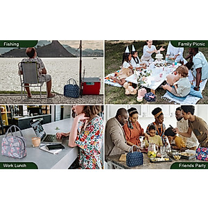 WOOMADA Stripe Insulated Lunch Bag for Women Men Reusable Waterproof Lunch Box Cooler Tote Bag with Pockets for Office Work, Picnic,Travel (stripe)