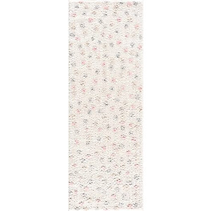 Hauteloom Tilos Dalmatian Living Room Bedroom Nursery Shag Area Rug - Shaggy Carpet - Dot Pattern - High Plush Pile - Pink, Cream, Grey, Beige - 5'3" x 7'
