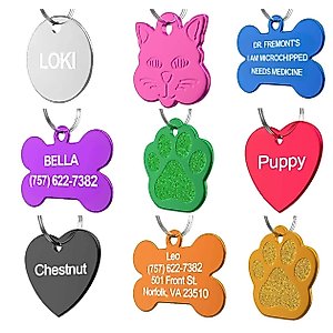 Pet ID Tag Custom for Dog Cat Personalized | Many Shapes and Colors to Choose from | Made in USA | Strong Anodized Aluminum (Heart Red, Large)